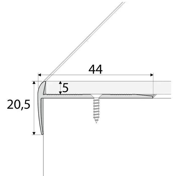 Anodised Aluminium LVT Stair Nosing Edge Profile For 5mm Flooring
